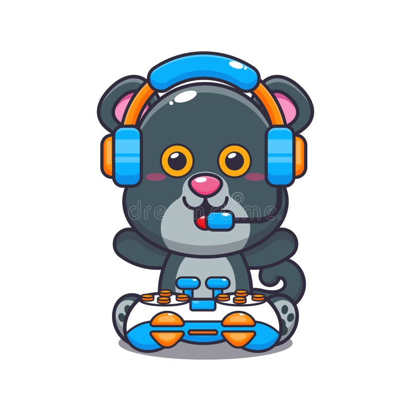 Cute Panther Gamer Cartoon Vector Illustration. Stock Vector ...