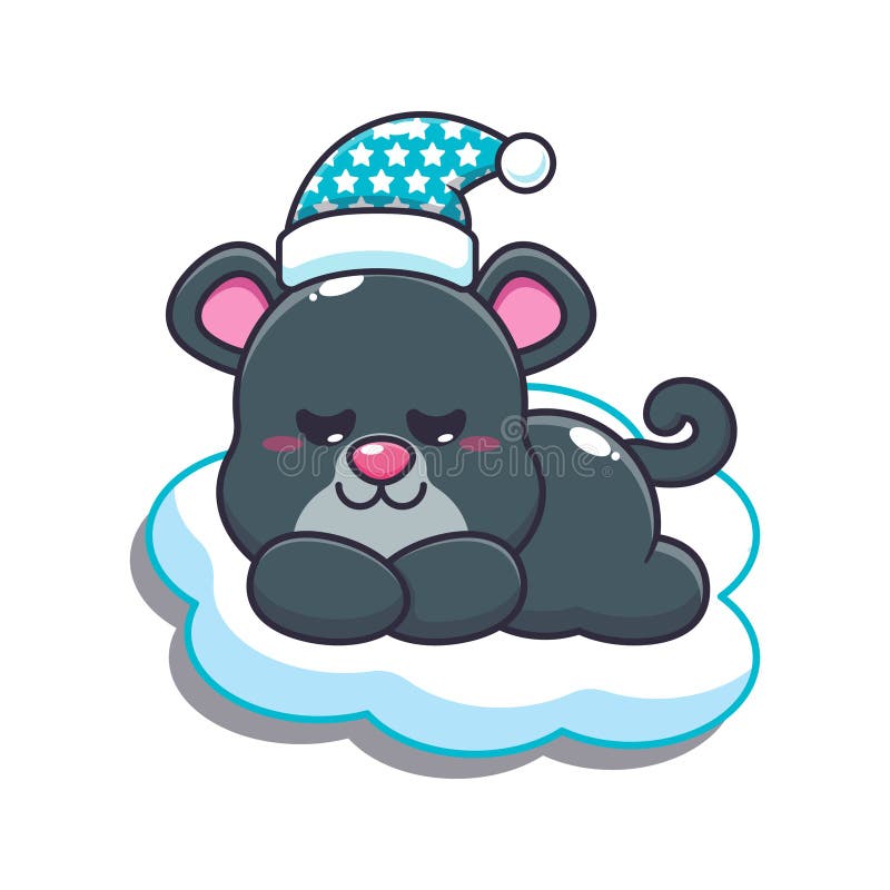 Cute Sleeping Panther Cartoon Vector Illustration. Stock Vector ...