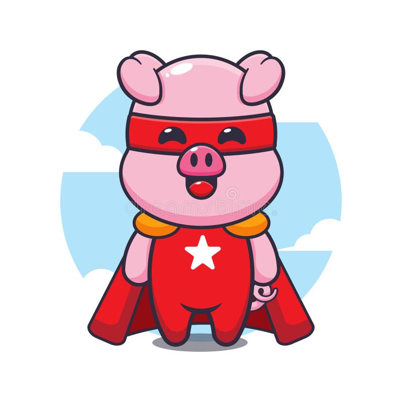 Cute Super Pig Cartoon Vector Illustration. Stock Vector - Illustration ...