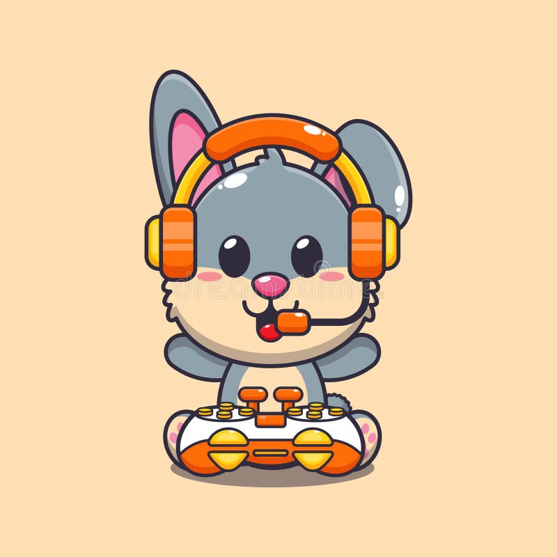 Cute Rabbit Gamer Cartoon Vector Illustration. Stock Vector ...
