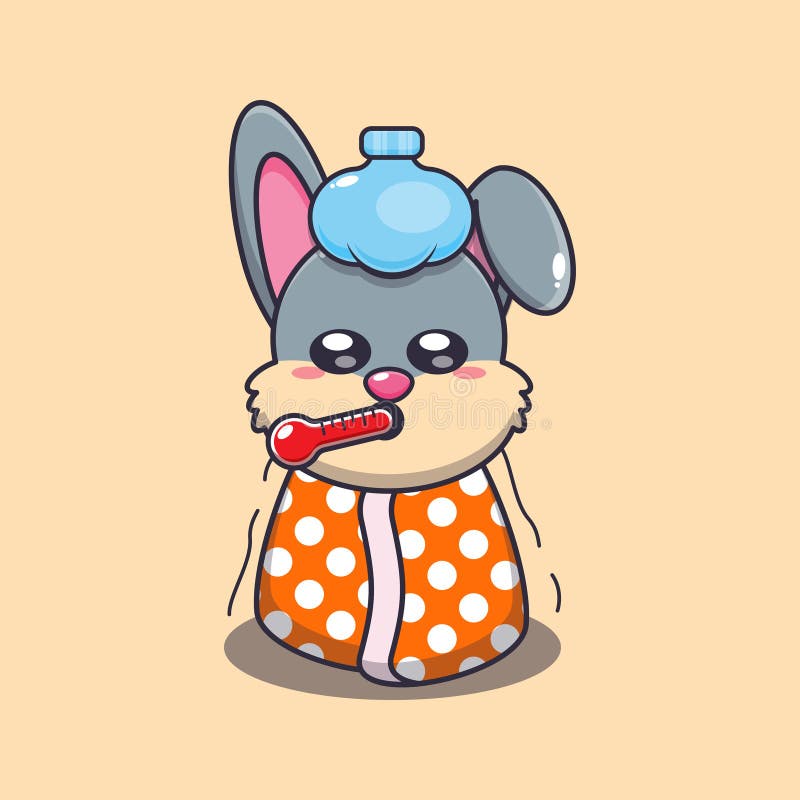 Cute Rabbit is Sick Cartoon Vector Illustration. Stock Vector ...