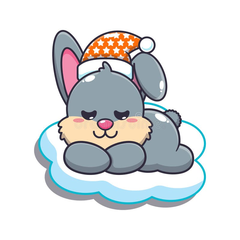 Cute Sleeping Rabbit Cartoon Vector Illustration. Stock Vector ...