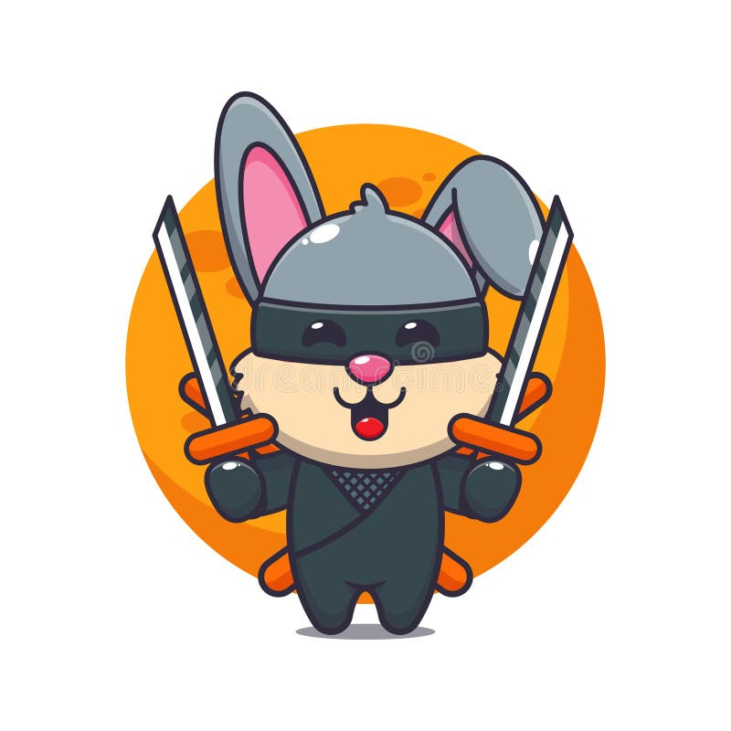 Cute Ninja Rabbit Cartoon Vector Illustration. Stock Vector ...