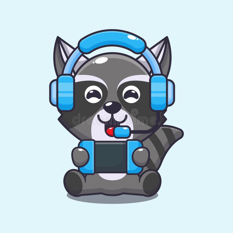 Raccoon Play a Game Cartoon Vector Illustration. Stock Vector ...