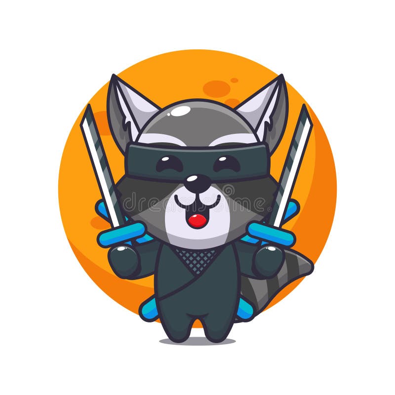 Ninja Raccoon Cartoon Vector Illustration. Stock Vector - Illustration ...