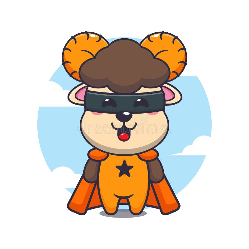 Cute Super Ram Sheep Cartoon Vector Illustration. Stock Vector ...