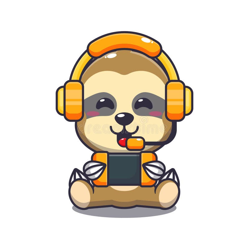 Cute Sloth Play a Game Cartoon Vector Illustration. Stock Vector ...