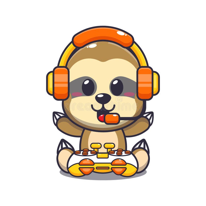 Cute Sloth Gamer Cartoon Vector Illustration. Stock Vector ...
