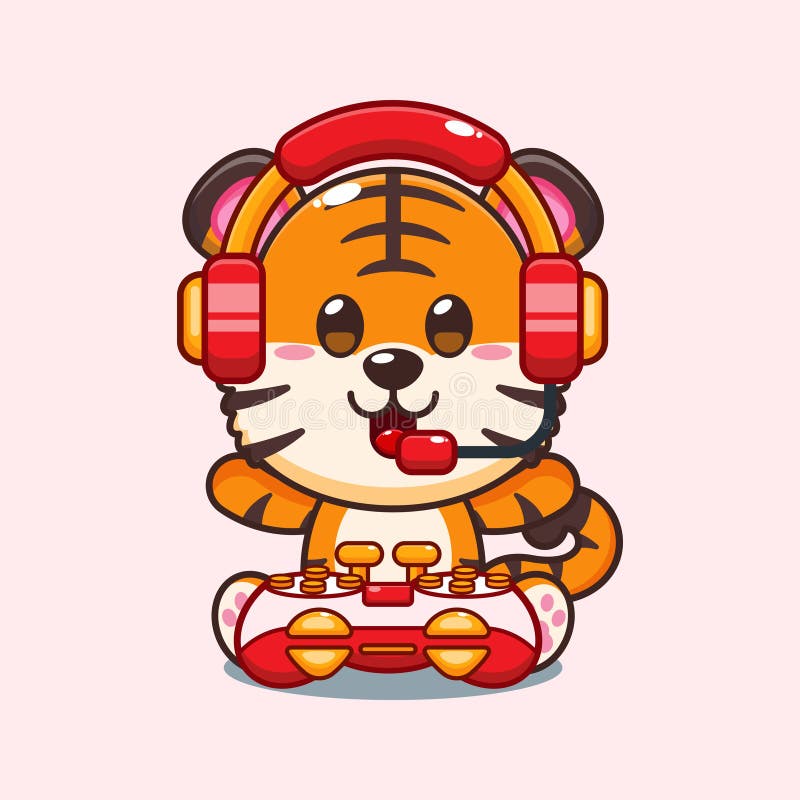 Tiger Gamer Cartoon Vector Illustration. Stock Vector - Illustration of ...