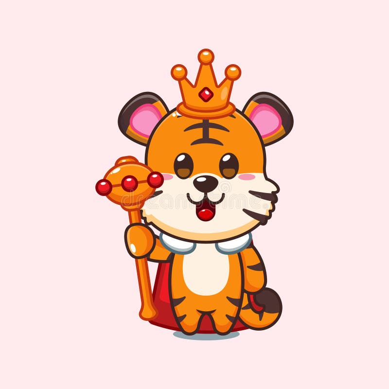 King Tiger Cartoon Vector Illustration. Stock Vector - Illustration of ...