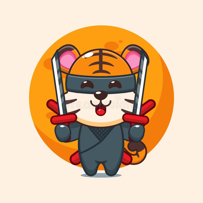 Ninja Tiger Cartoon Vector Illustration. Stock Vector - Illustration of ...