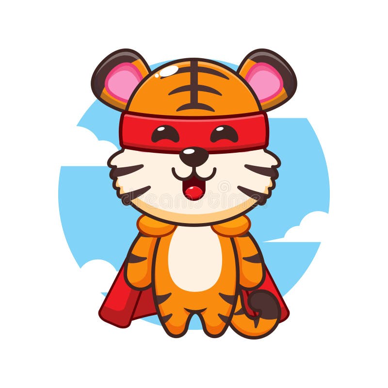 Super Tiger Cartoon Vector Illustration. Stock Vector - Illustration of ...