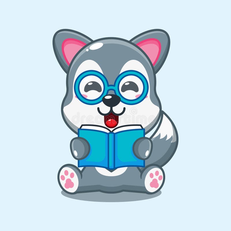 Wolf Reading a Book Cartoon Vector Illustration. Stock Vector ...