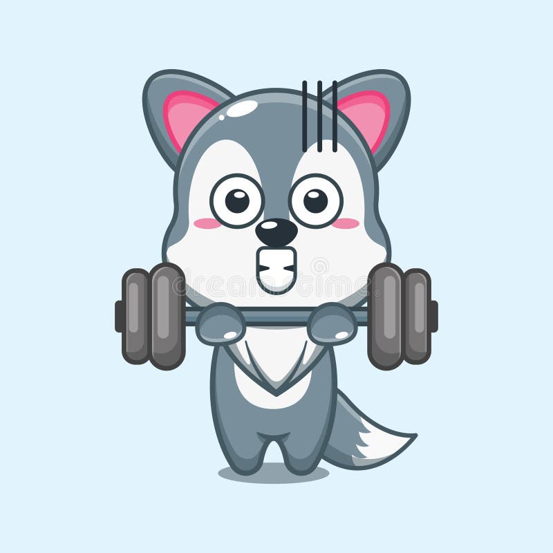 Wolf Lifting Barbell Cartoon Vector Illustration. Stock Vector ...