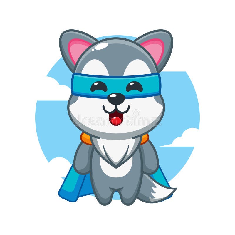 Super Wolf Cartoon Vector Illustration. Stock Vector - Illustration of ...