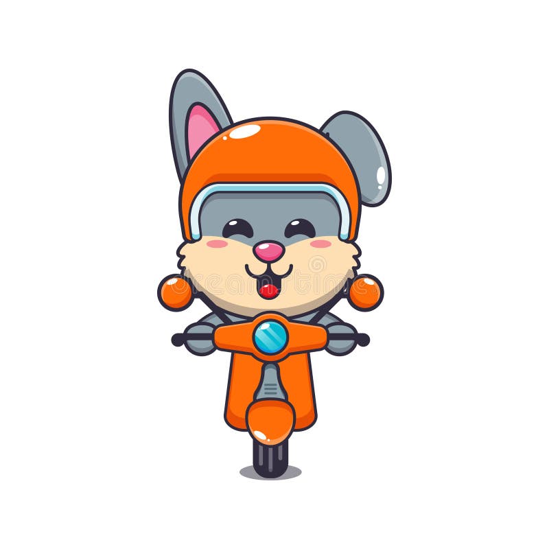 Cute Rabbit Ride on Scooter Cartoon Vector Illustration. Stock Vector ...