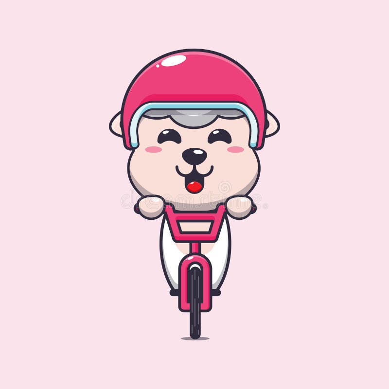 Cute Sheep Ride on Bicycle Cartoon Vector Illustration. Stock Vector ...