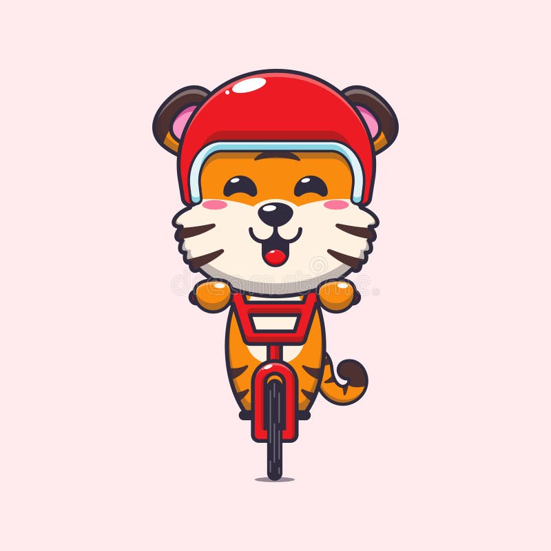 Cute Tiger Ride on Bicycle Cartoon Vector Illustration. Stock Vector ...