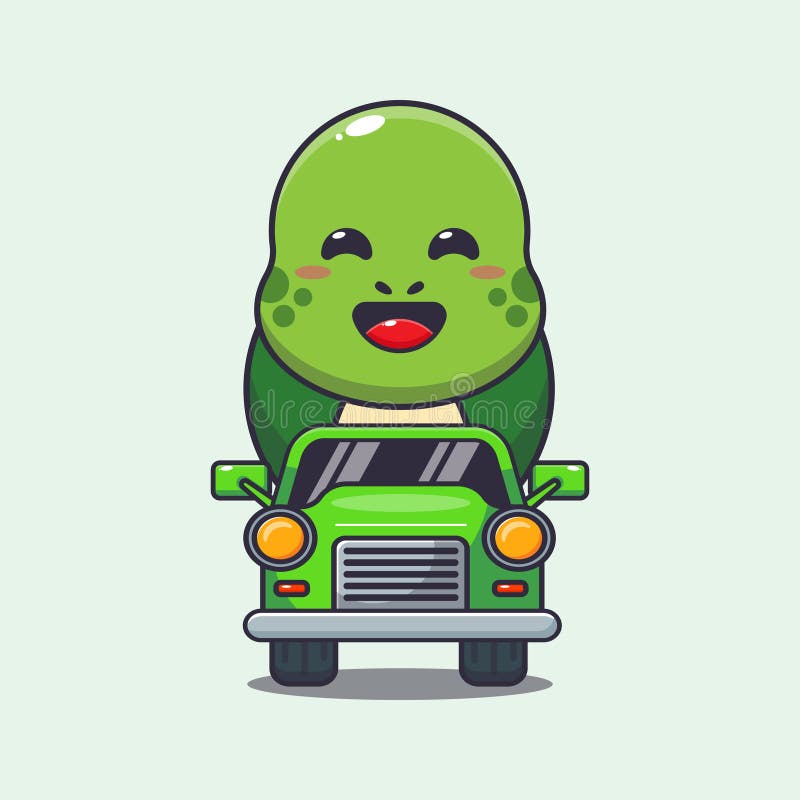 Cute Turtle Ride on Car Cartoon Vector Illustration. Stock Vector ...