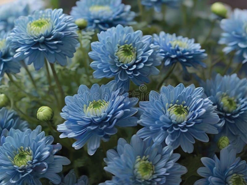 Very Beautiful Blue Chrysanthemums Bloom in the Morning Stock Photo ...