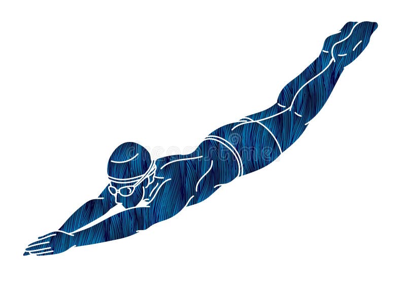 Swimming Sport a Male Swimmer Action Cartoon Graphic Stock Vector ...
