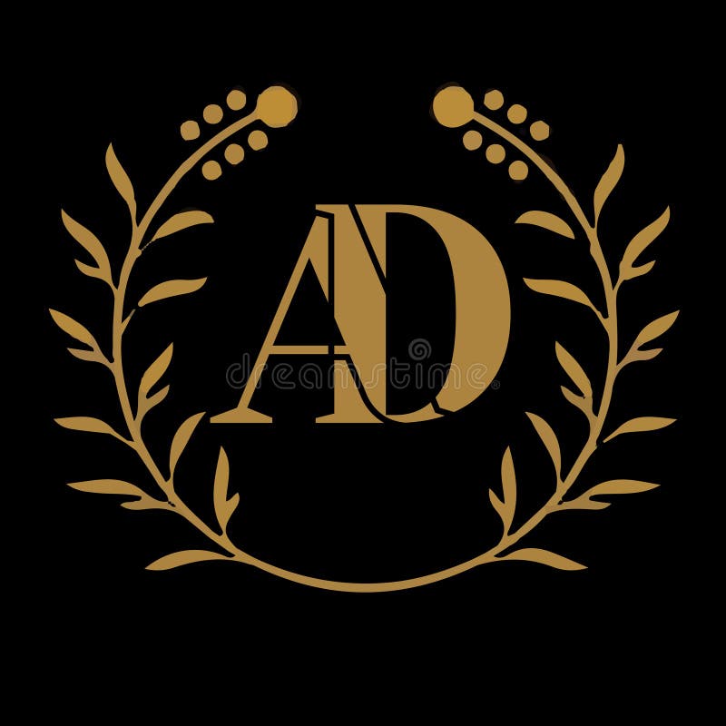 AD Letter Branding Logo Design with a Leaf. Stock Illustration ...