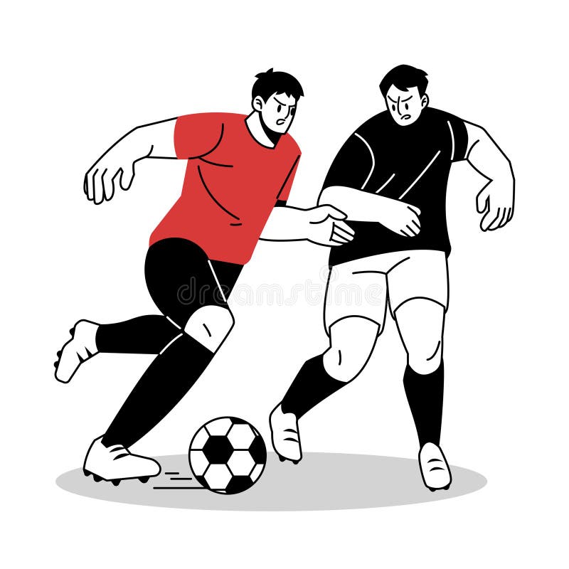 Soccer Player Dribbles Past Rival Team Vector Cartoon Illustration ...
