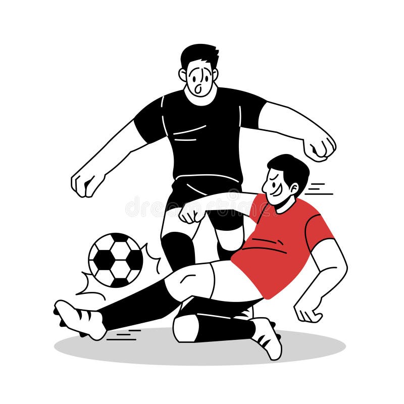 Soccer Player Slides To Block Rival Team Shot Vector Cartoon ...
