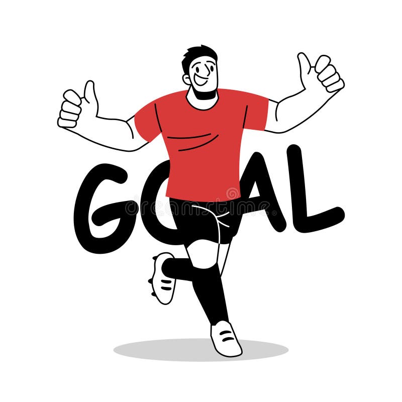 Soccer Player Celebrates Scoring a Goal Vector Cartoon Illustration ...
