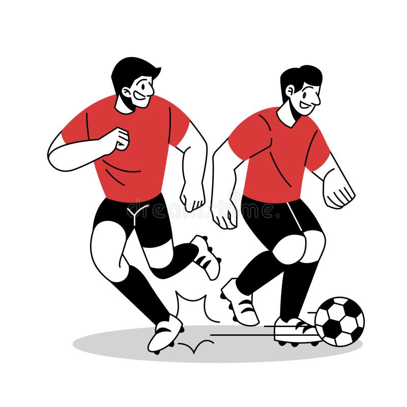 Soccer Player Passing Ball To Teammate Vector Cartoon Illustration ...