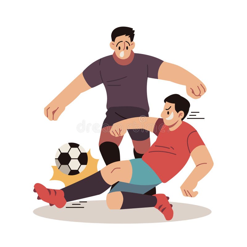 Soccer Player Slides To Block Rival Team Shot Vector Cartoon ...