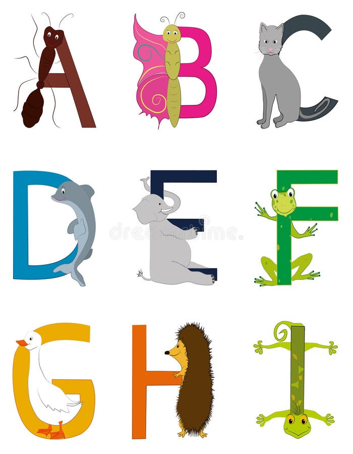 Alphabet Letters from S To Z with Cartoon Animals Stock Vector ...