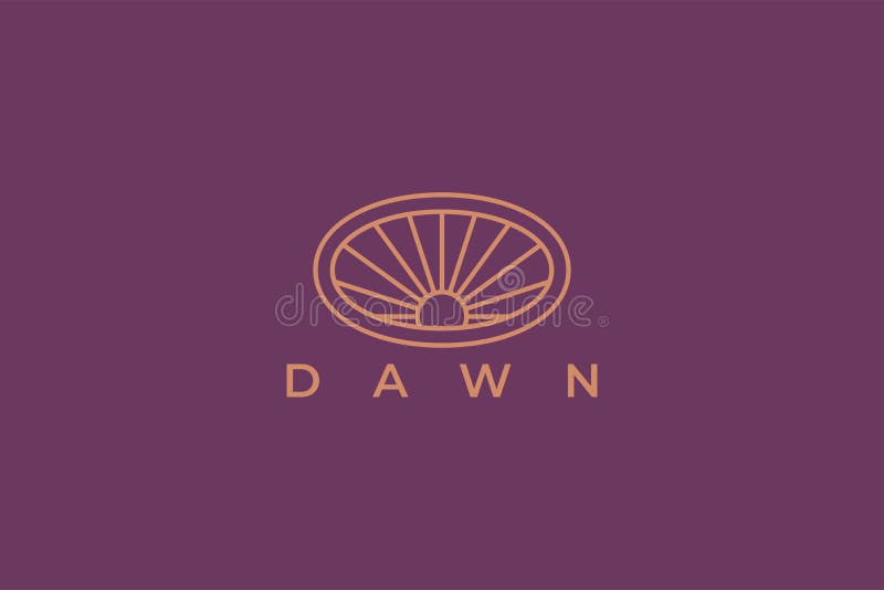 Dawn Logo Abstract Sunrise at Oval Frame Stock Illustration ...