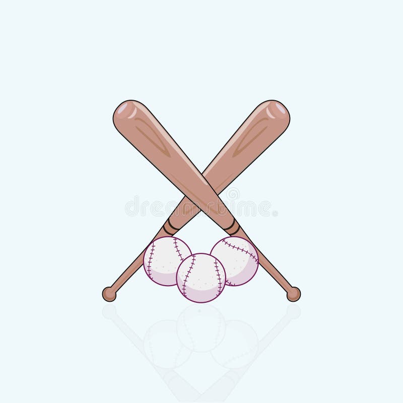 Vector Icons of Baseball Bats and Balls Crossed Stock Vector ...