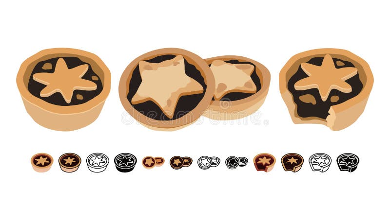 Five Styles of Mince Pie Illustrations. Stock Vector - Illustration of ...