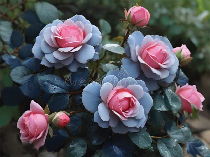 The Combination of Light Blue and Pink Roses is Very Unique Stock ...