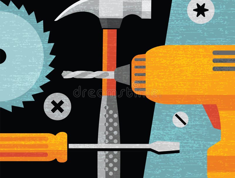 Abstract Collage of Hand Tools and Power Tools for Home Improvement ...