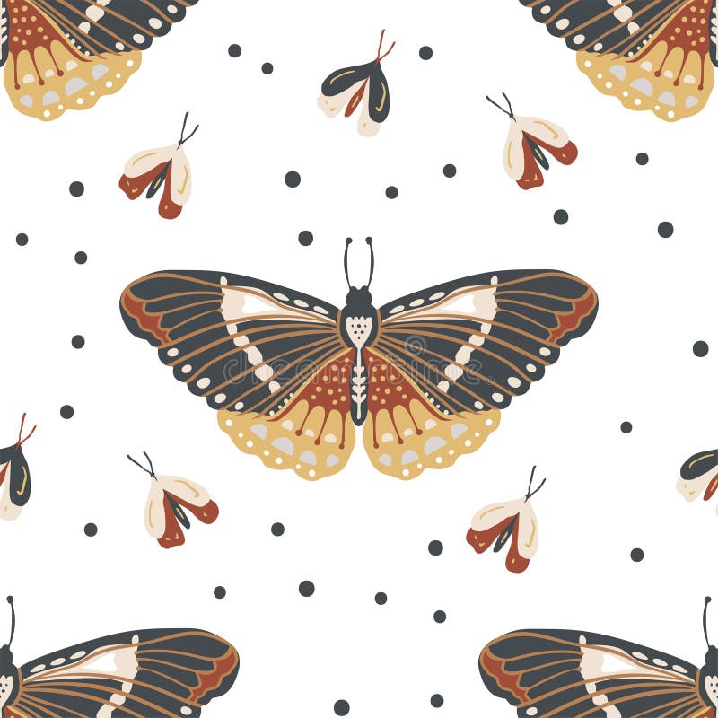 Seamless Boho Pattern Butterfly Style Template Design Stock ...