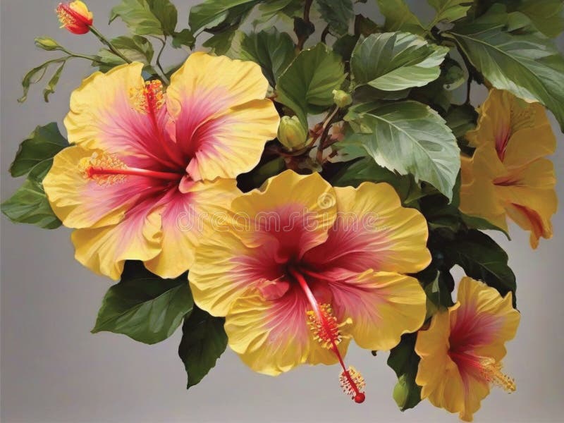 Unique Large Hibiscus Flowers, a Combination of Red and Yellow Stock ...