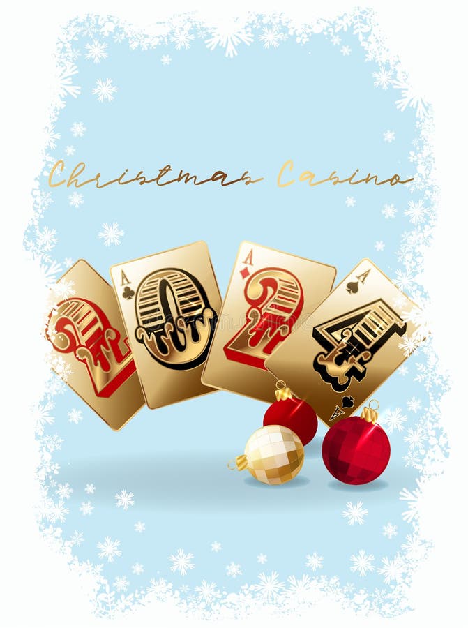 Christmas Casino Wallpaper with Poker Cards and Xmas Balls Stock Vector ...