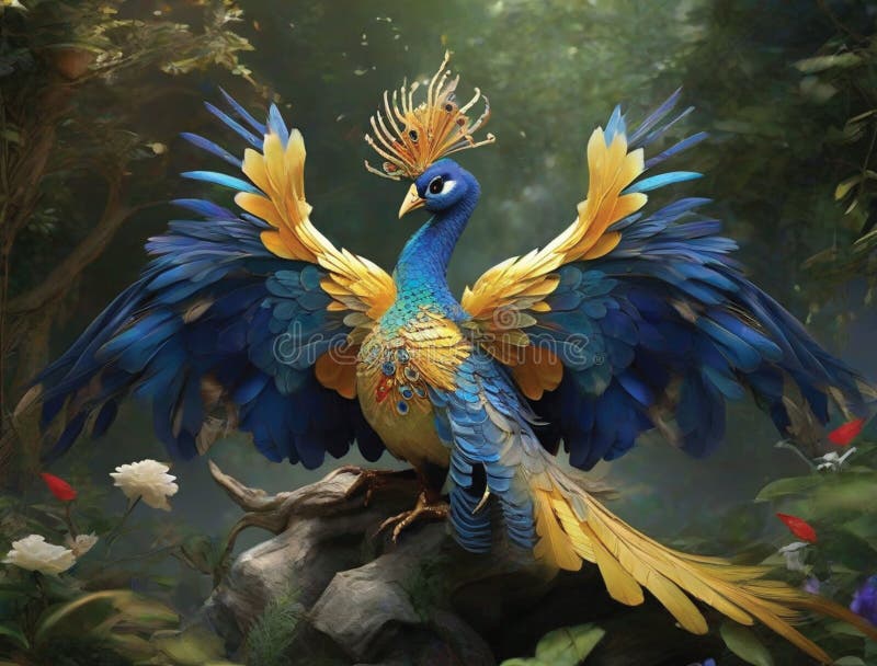 BLUE PHOENIX the HEAVEN BEAUTIFUL BIRD Stock Illustration ...