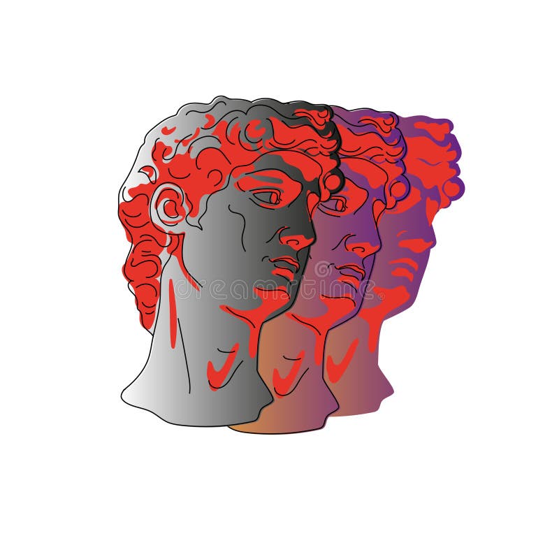 Abstract Greek Ancient Sculpture of Head. Vector Hand Drawn ...