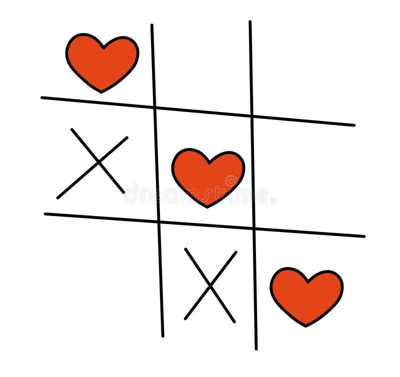 Tic-tac-toe Game with Hearts. Noughts and Crosses. Valentine Day ...