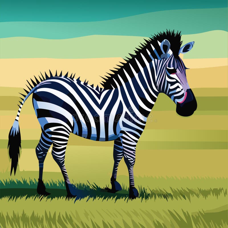 Zebra. Illustration. Zebra in Natural Grass Habitat, Kenya National ...