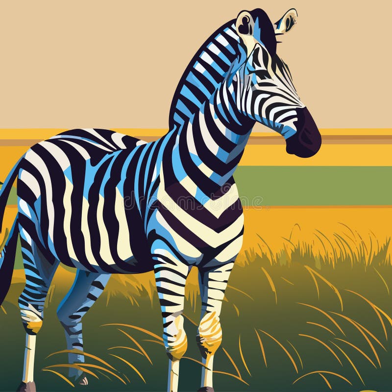 Zebra. Illustration. Zebra in Natural Grass Habitat, Kenya National ...