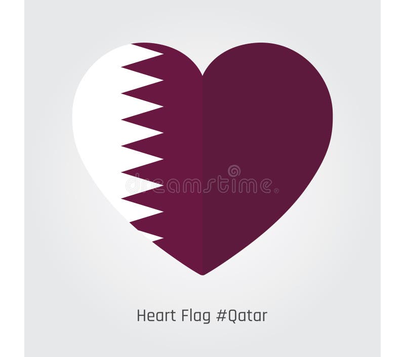Heartfelt Patriotism: Perfect Heart-shaped Qatar Flag Vector Stock ...