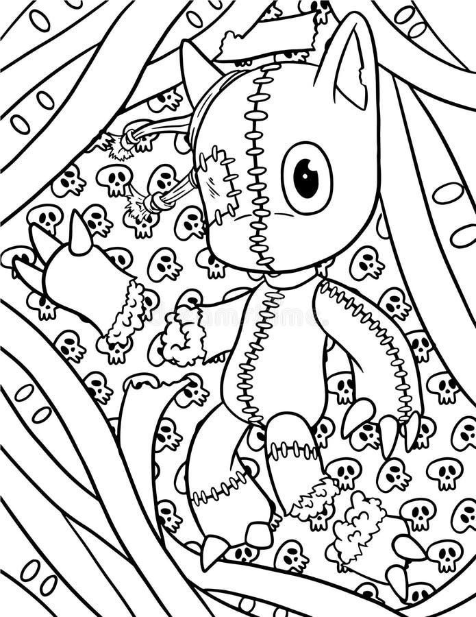 Spooky Coloring Page, Horror Coloring Page, Goth Coloring Page, Kawaii ...