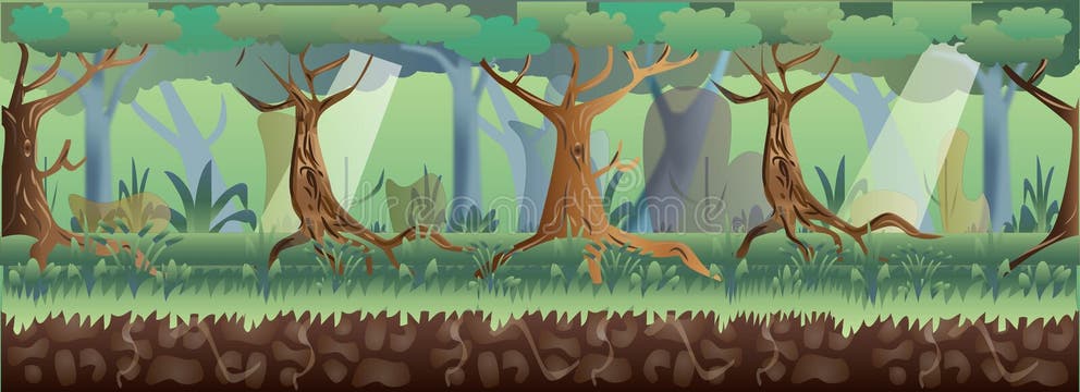 2D Side Scrolling Forest Game Background and Wallpapers Stock Vector ...