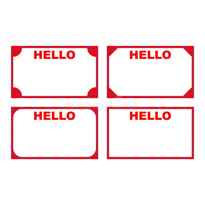 Set of Four Frames with the Words Hello and Hello in Red Color ...