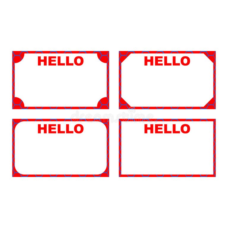 Set of Four Frames with the Words Hello and Hello in Red Color ...